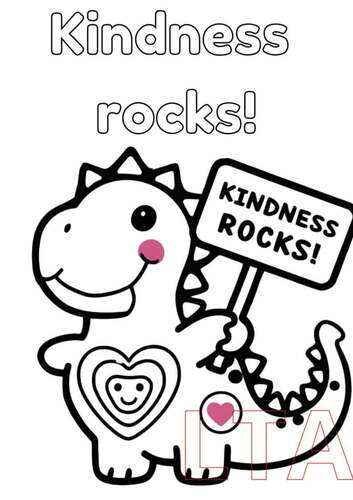 Printable Kindness Rocks! Dinosaur Positive Affirmation Coloring Page ...