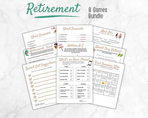Teacher Retirement Games Staff Appreciation 8 party games inc funny Ad ...