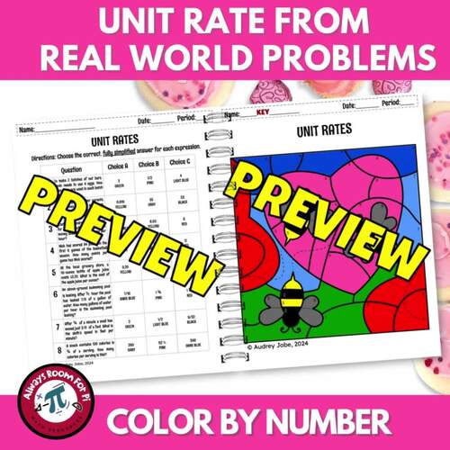 Valentine's Day Unit Rate Color By Number Printable by Always Room For Pi