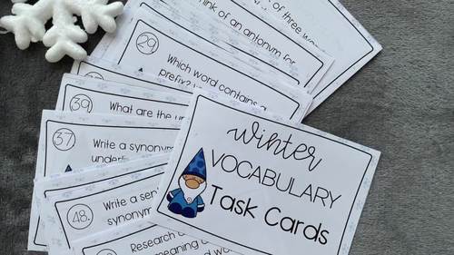 Winter VOCABULARY 50 Task Cards | Digital + Printable January Activity