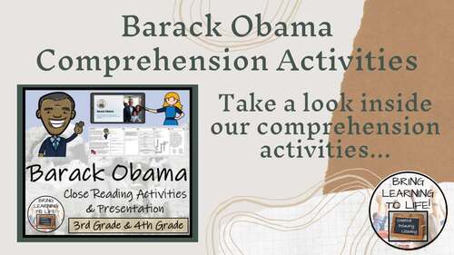 Barack Obama Close Reading Passage & Comprehension Activities | 3rd–4th ...