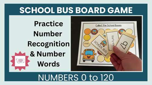 School Bus Board Game for Number Recognition to 120 by Montana Teacher Shop