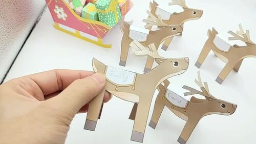 Reindeer Sleigh Craft, 3D Christmas Group Activity for Elementary ...
