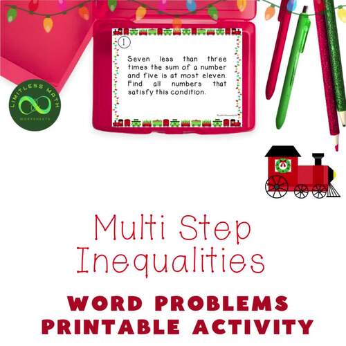 Christmas Task Cards - Multi Step Inequalities Word Problems | TPT