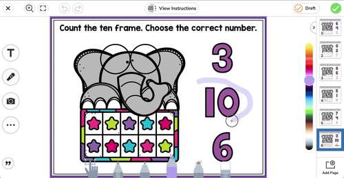 Counting Elephant Ten Frames to 10 | Seesaw Activity by Keri Brown