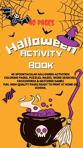 Halloween Activity Pack, Printable Worksheets, Coloring Pages, Puzzle ...