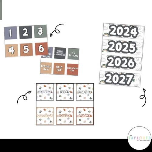 Neutral Ocean Calendar Kit | EDITABLE | Modern Ocean Classroom Decor