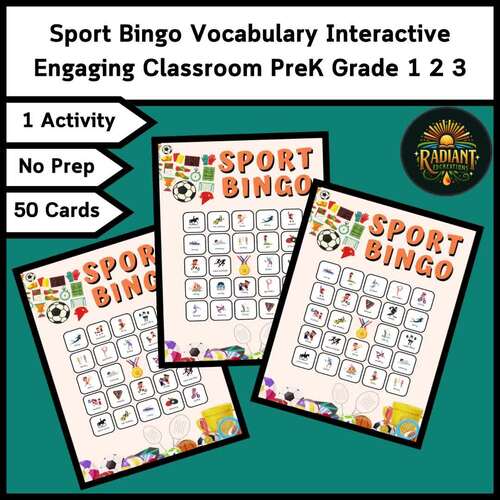 ESL Sport Bingo Vocabulary Interactive Engaging Classroom PreK Grade 1 2 3