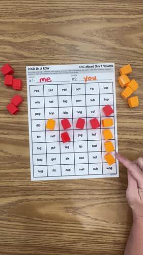 CVC Words No-Prep Four in a Row Worksheets Kindergarten, Morning Work ...