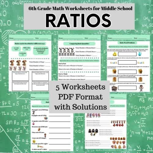 RATIOS- 6th Grade Math Worksheets for Middle School by Scholastic Champions