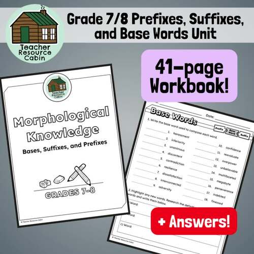 Grade 7/8 Prefixes, Suffixes, and Base Words Unit (Printable + Google ...