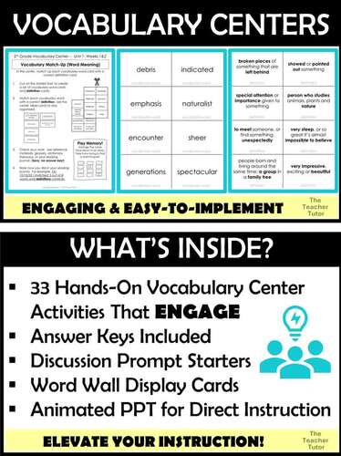 WONDERS Grade 3, Unit 4 Bundle, 33 Print-Cut-Implement Vocabulary ...