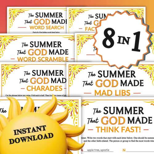 The Summer That God Made Games BUNDLE | 8 Bible Printables Christian ...