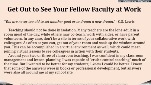 COMPLETE TEACHER Lesson 29 - Get Out to See Your Fellow Faculty at Work