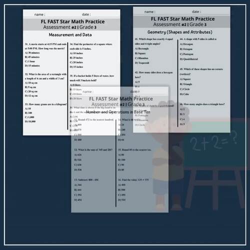 FL FAST RENAISSANCE Star Math Practice Assessment #2 | 3rd Grade -Test Prep