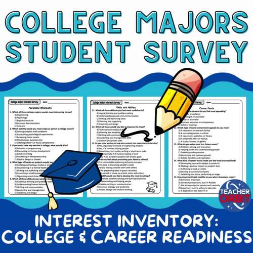 College Major Interest Survey Inventory Career Exploration Activity All ...
