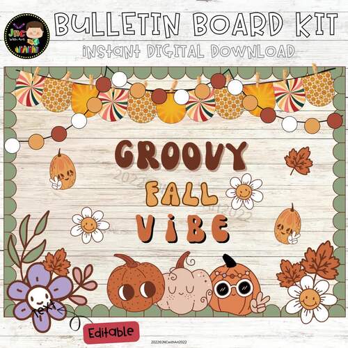 Groovy Fall Bulletin Board Kit | In our Fall Era | Classroom Door Decor ...