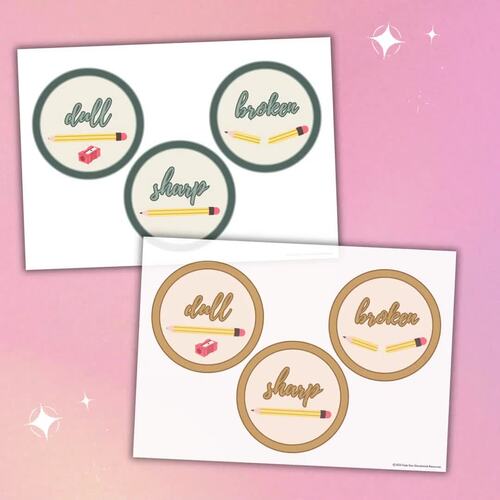 Sharp and Dull Pencil Labels | Sharp Dull Pencil Sign | Eraser Labels ...