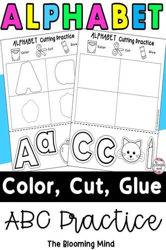 Alphabet Practice Cut Color Glue Activity by The Blooming Mind | TPT