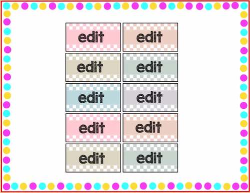 Printable Checkered Boho Neutral Small Name Labels, Student Name Labels ...