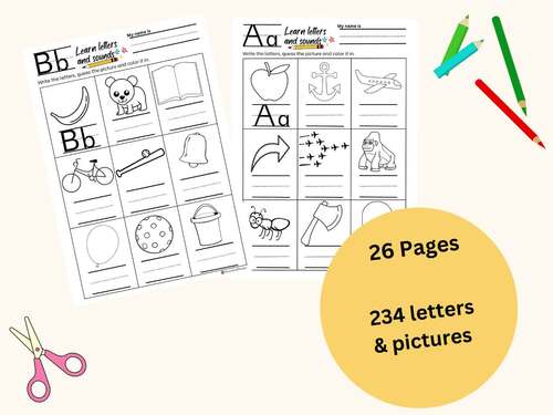26 Alphabet A-Z Handwriting tracing Worksheets for kids A4 and US Letter
