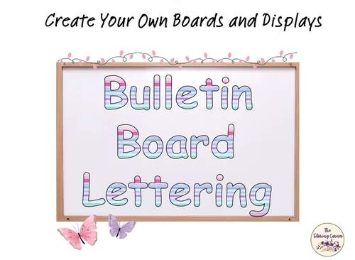 PASTELS Bulletin Board Lettering, Editable, A-Z, a-z, 0-9, Digital, Pattern