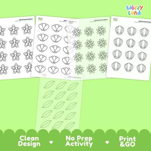 Spring Flower Wreath Craft - Cut & Paste Coloring Activity Bulletin ...