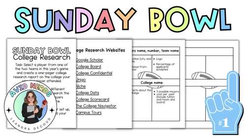 AVID The Big Game - Sunday Bowl College Research and One-Pager by AVID ...