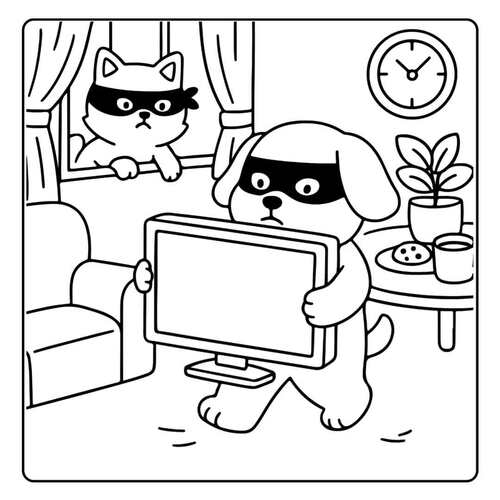 Silly Crimes Coloring Pages | 60 Cozy & Funny Animal Crime Scenes for ...