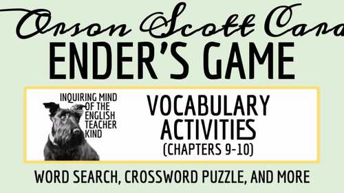 Ender's Game Chapters 9 and 10 Vocabulary Games for High School | TPT