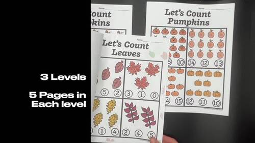 Fall Counting Worksheets for Preschool & Kindergarten Fun Autumn Math ...
