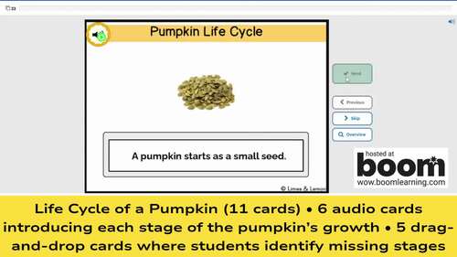 Pumpkin Investigation: Pumpkin Life Cycle & Parts Boom Cards with Audio ...