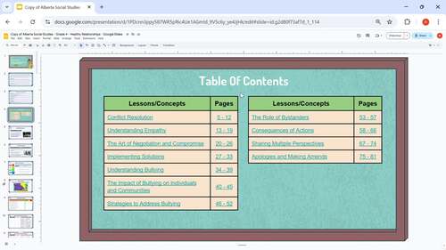 Google Slides Lessons - Alberta Health Grade 4 - Healthy Relationships Unit