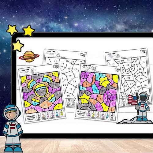 Space Color by Number Recognition Worksheets by The Primary Style-Katie ...