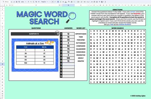 Complete the Ratio Table Magic Word Search Activity by Lipka's Learners