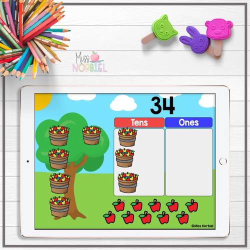 Distance learning Boom Cards, Tens and ones, Place value by Miss Norbiel