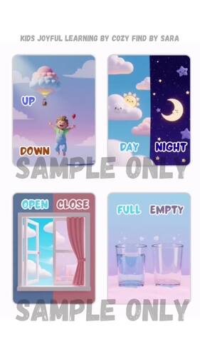 20 Opposites Flashcards | PDF & PNG ESL Vocabulary Printables for Kids