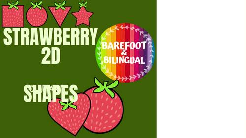 Strawberry Clipart 2D Shapes by Barefoot and Bilingual Clipart and More