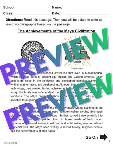 Grades 7-8 NYSESLAT Writing Test Prep: The Achievements of the Maya ...