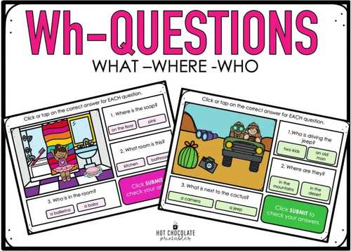 Answering Wh Questions : What, Where, Who | Digital Boom Cards™ | TpT