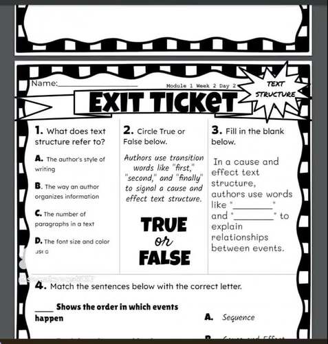 HMH Into Reading Lesson Exit Tickets - Fifth Grade - Module 1 Week 2