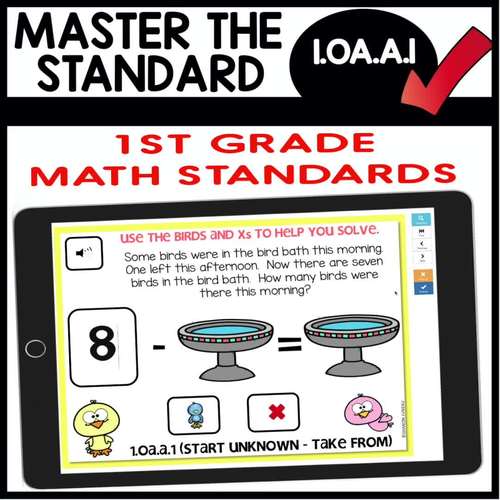 1st Grade Subtraction Math Word Problems Start Unknown using Boom Cards