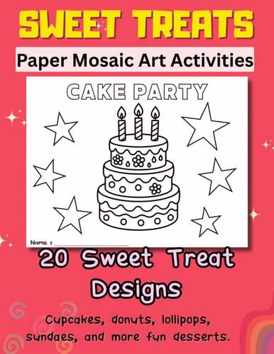 Sweet Treats Paper Mosaic Art Activities for Kids | Fun Craft Worksheets