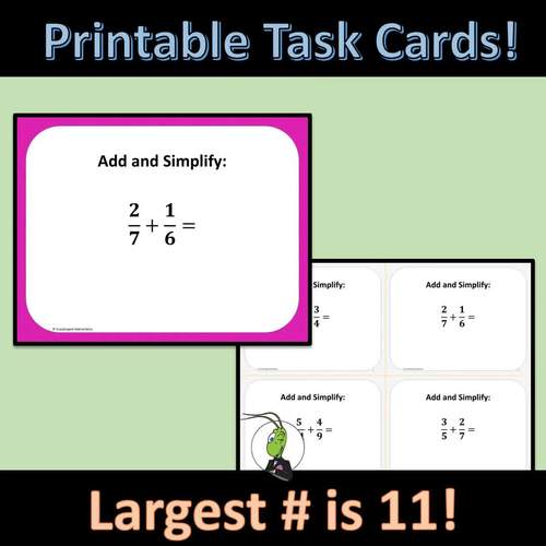 Adding Fractions Unlike Denominators Task Cards, Google Slides and ...
