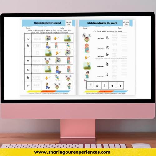 CVC "it" word family printable Phonics worksheets for kids by SOE store