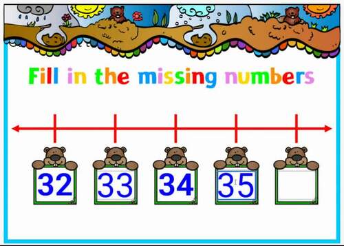 Groundhog Day Math Skip Counting on a Number Line Numbers to 100 Boom Cards