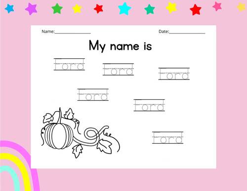 Printable Autumn Name Tracing Worksheets, Name Tracing Activity, Worksheets