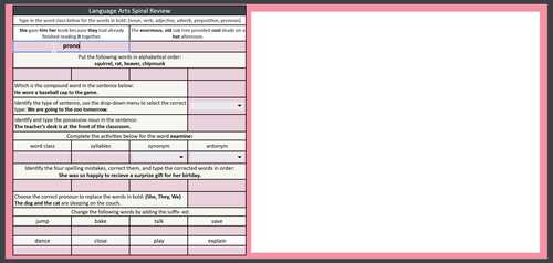 NO PREP - Spiral Language Art Review Panda by Juliane Hodkinson