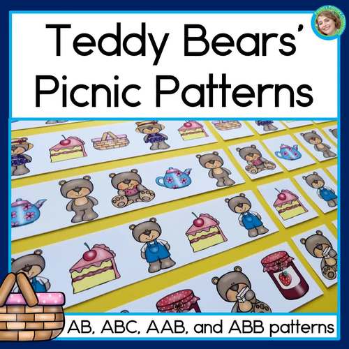 Teddy Bear Picnic Activities Patterning Worksheets and Math Patterns Center