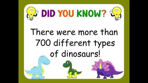 Did You Know ? Fun Dinosaur facts With Google slides and printable Cards